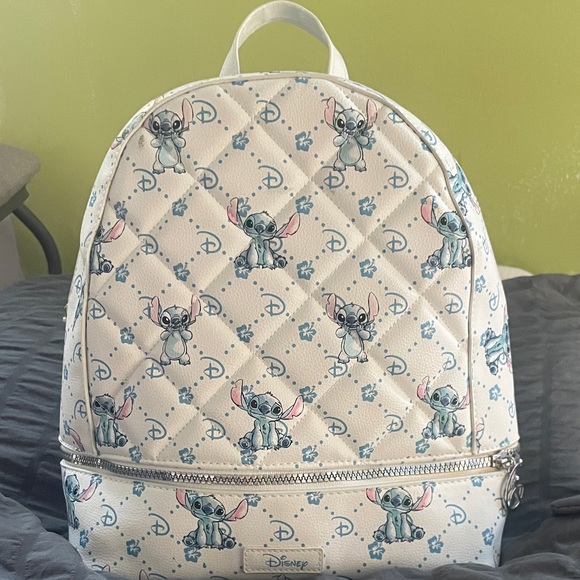 Disney | Accessories | Disney Stitch Quilted Kids Backpack Cream And ...